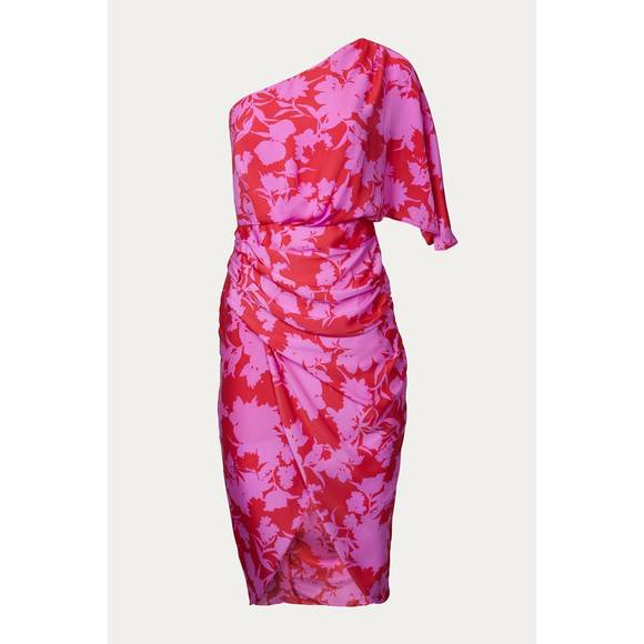 DO+BE | Dresses | New Dobe Oneshoulder Draped Asymmetric Dress In Berry ...